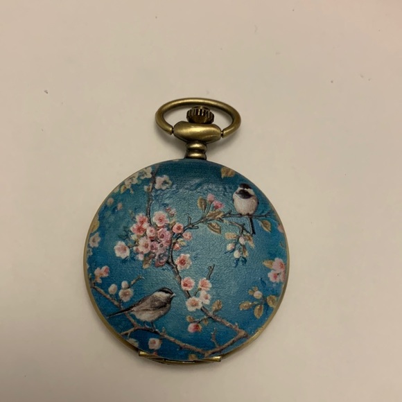 Strada | Jewelry | Vintage Styled Pocket Watch Blue Birds Patterns ...